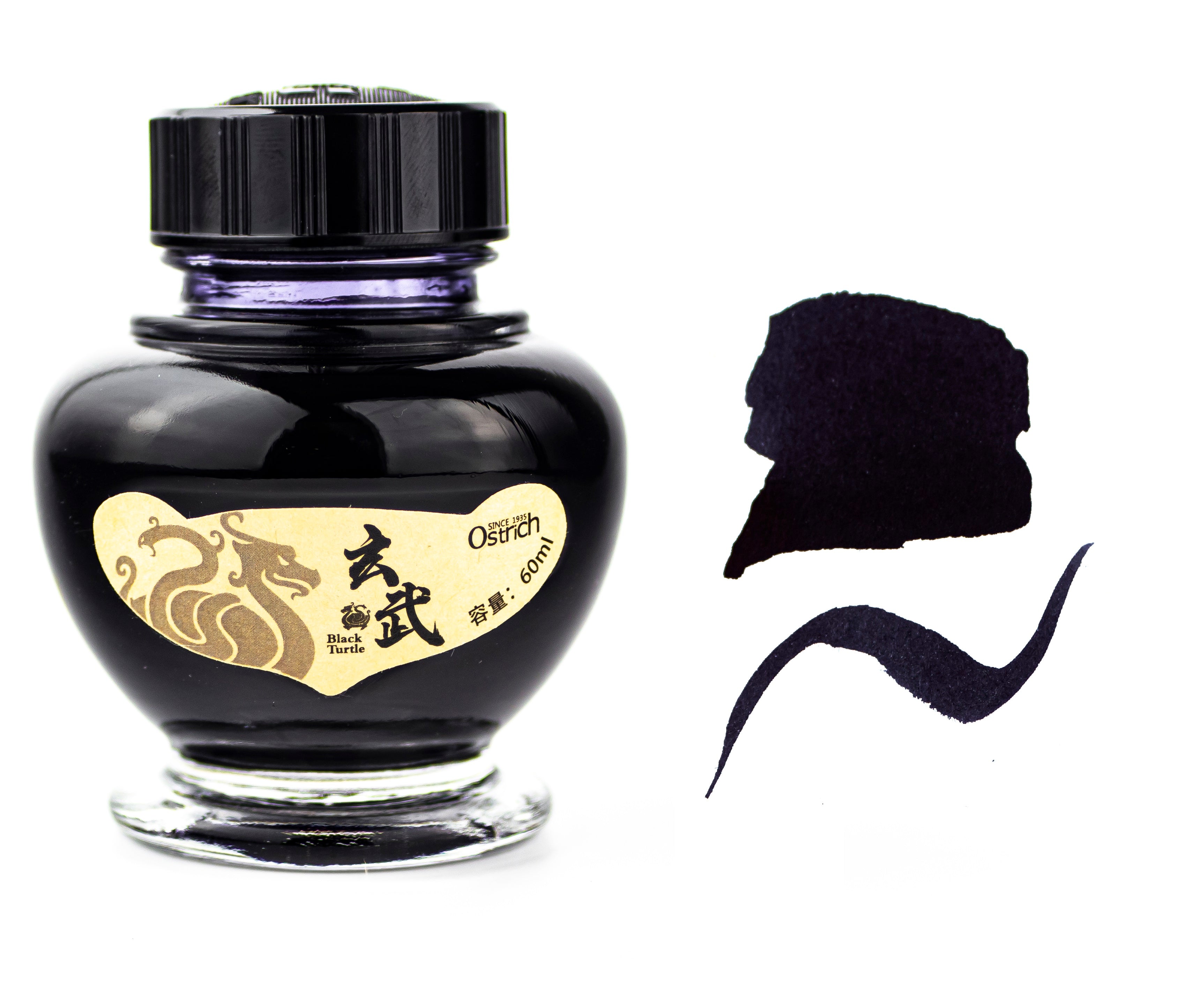 Ostrich Iron Gall Fountain Pen Ink Series, Turtle, Black – Pen Savings